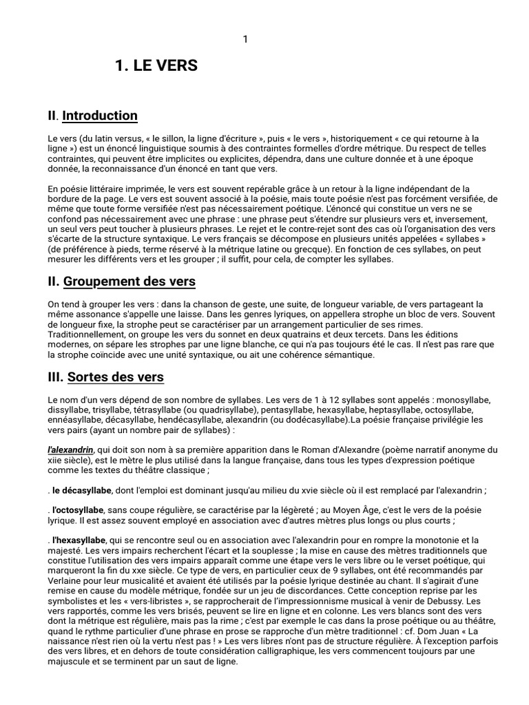 VERS | PDF | Stance | Composition et écriture créative
