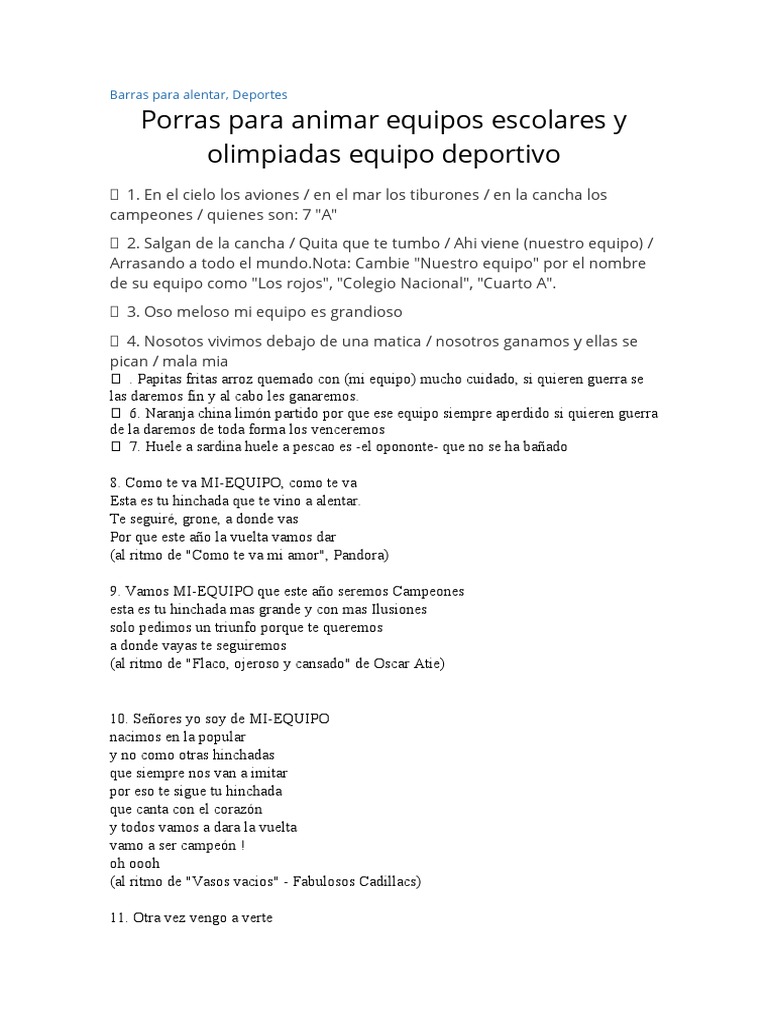 Barras para Alentar | PDF | Deportes y actividades al aire libre