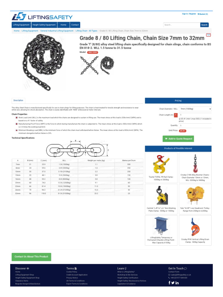 Gantry Chain Weight Www-Liftingsafety-Co-Uk-Product | PDF | Strength Of ...