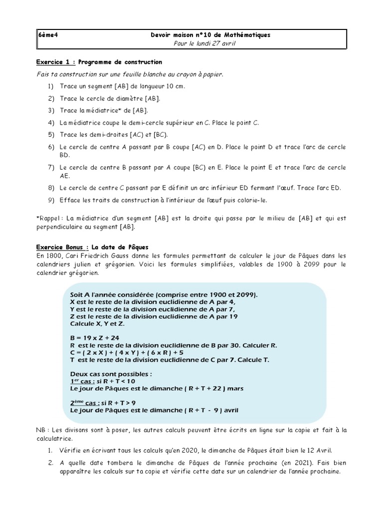 DM10 6ème4 PDF | PDF