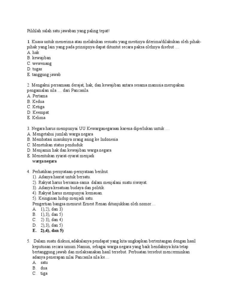 Latihan Soal Us PPKN KLS Xii | PDF