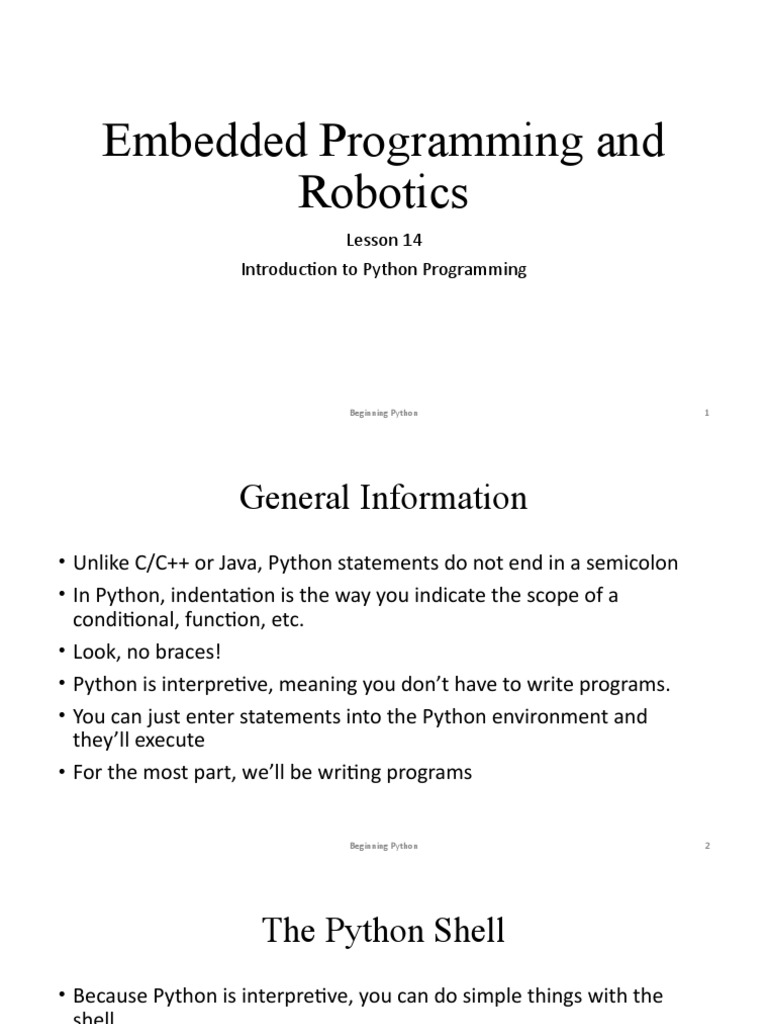 Embeddedworkshop 22 Introtopython Pdf Python Programming Language