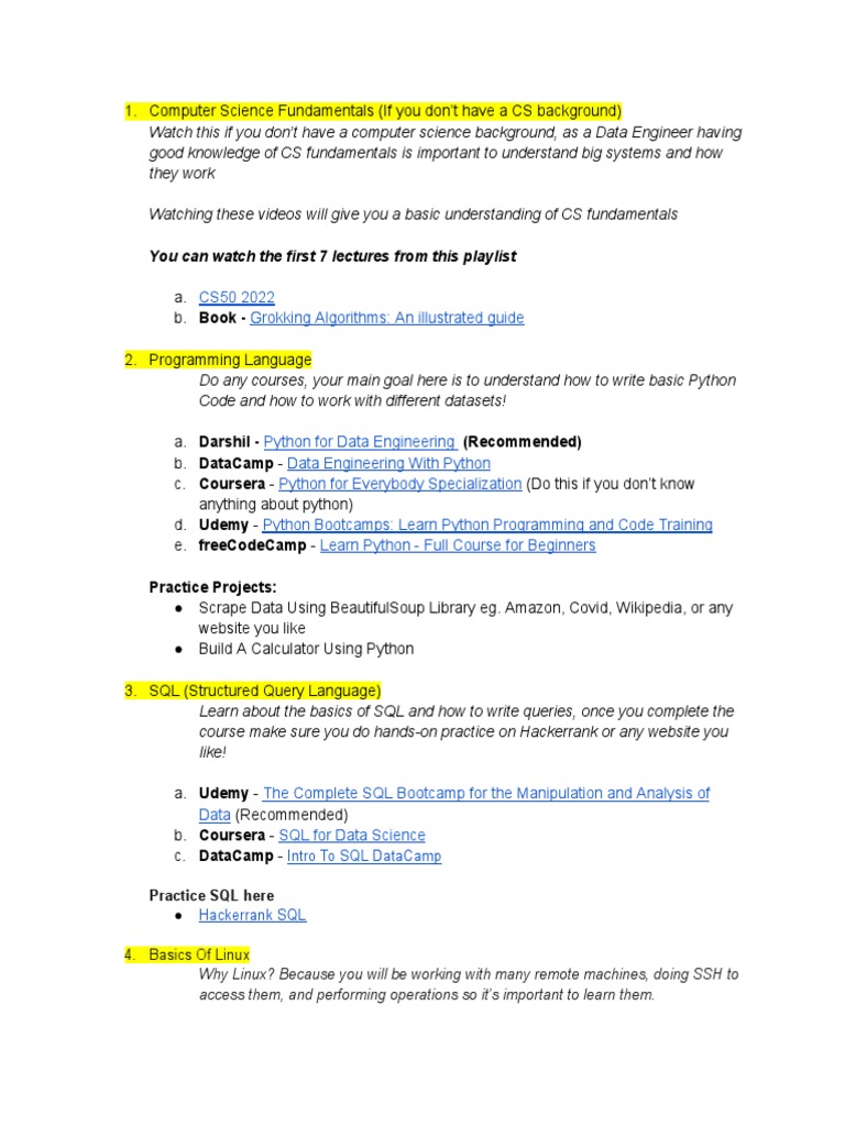 Data Engineering Learning Path 2023 | PDF | Apache Spark | Amazon Web ...