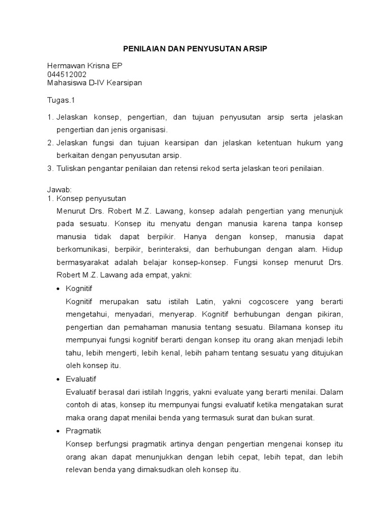 Tugas.1 Penilaian Dan Penyusutan Arsip | PDF