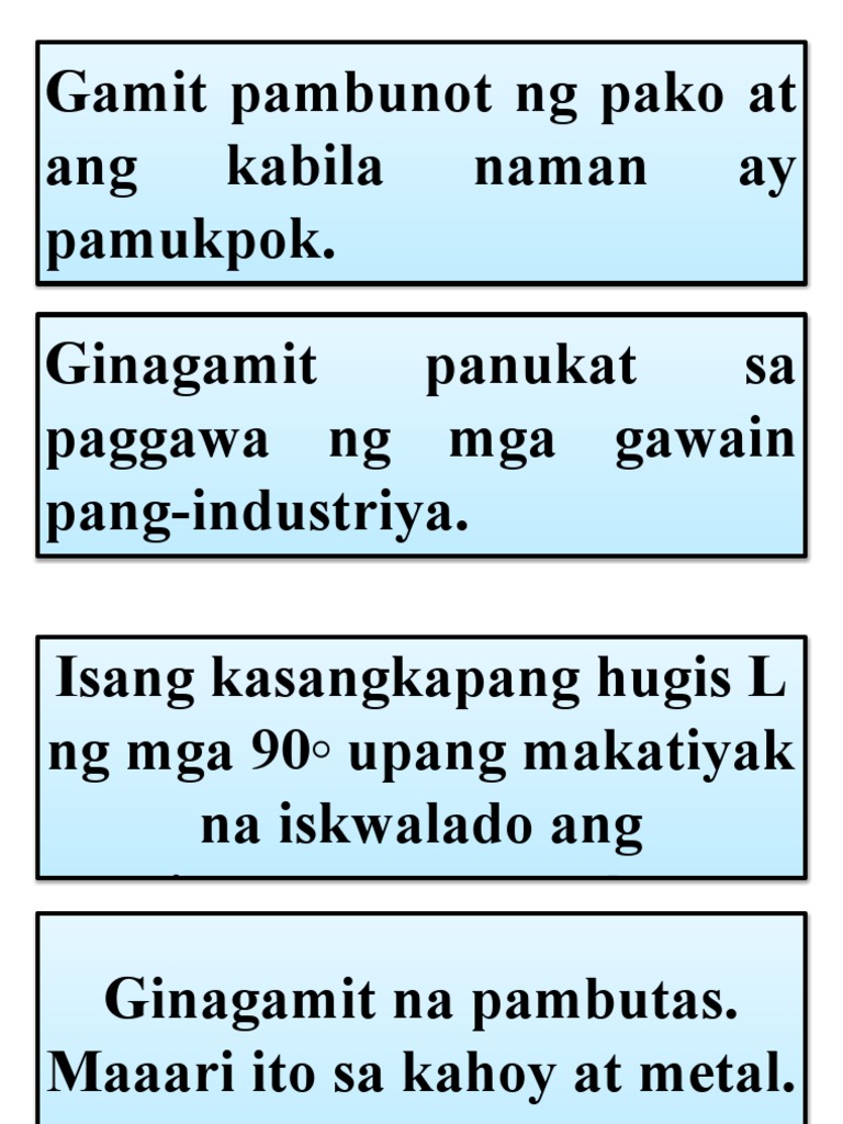 MGA KASANGKAPAN AT KAGAMITAN SA PAGGAWA-Meaning | PDF
