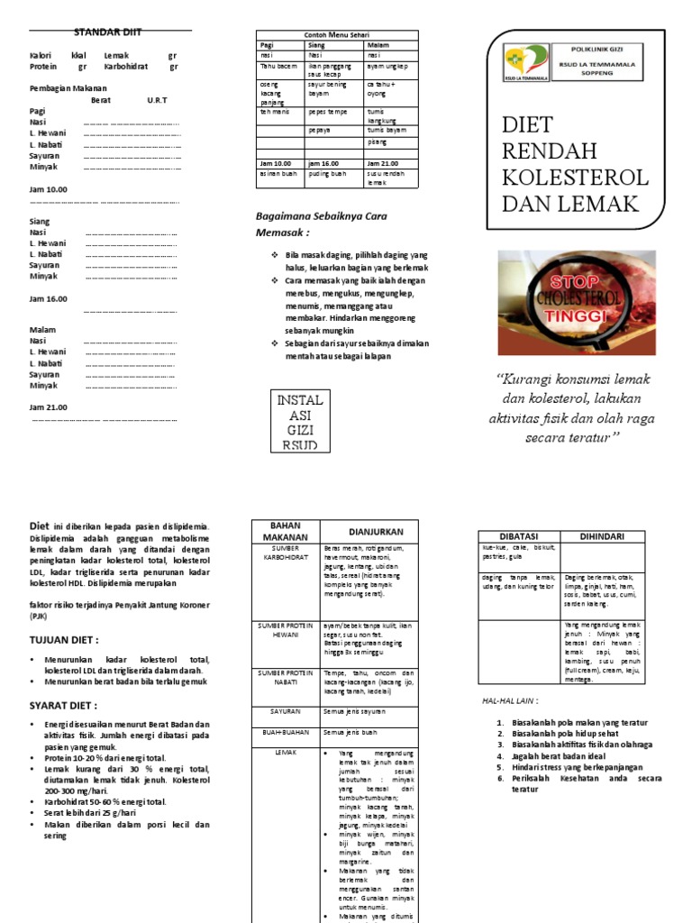 Diet Rendah Lemak Dan Kolesterol Untuk Menurunkan Kadar Kolesterol Total Pdf