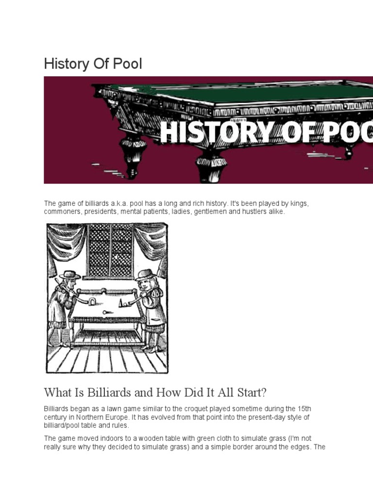 History of Pool | PDF | Cue Sports | Pool (Cue Sports)