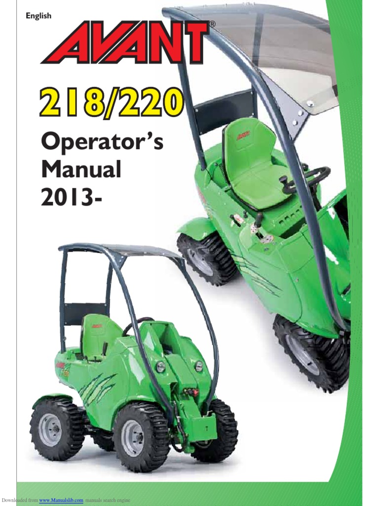 Avant 218 220 Operator Manual PDF | PDF | Loader (Equipment) | Manual ...
