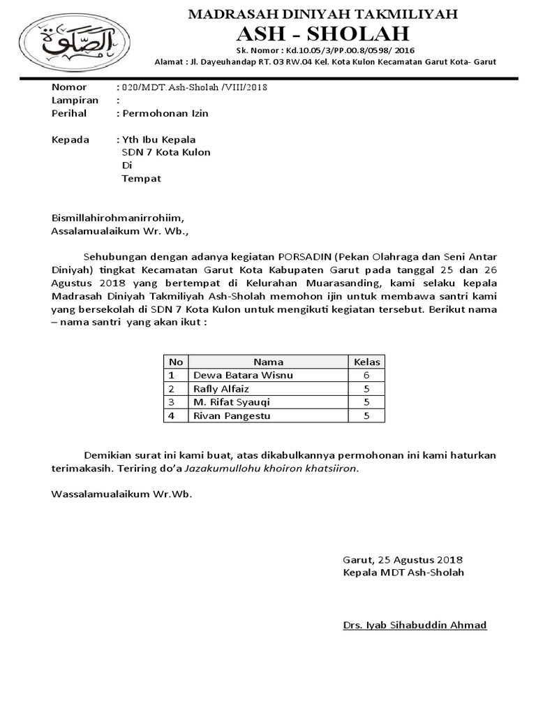 Contoh Surat Permohonan Ijin | PDF