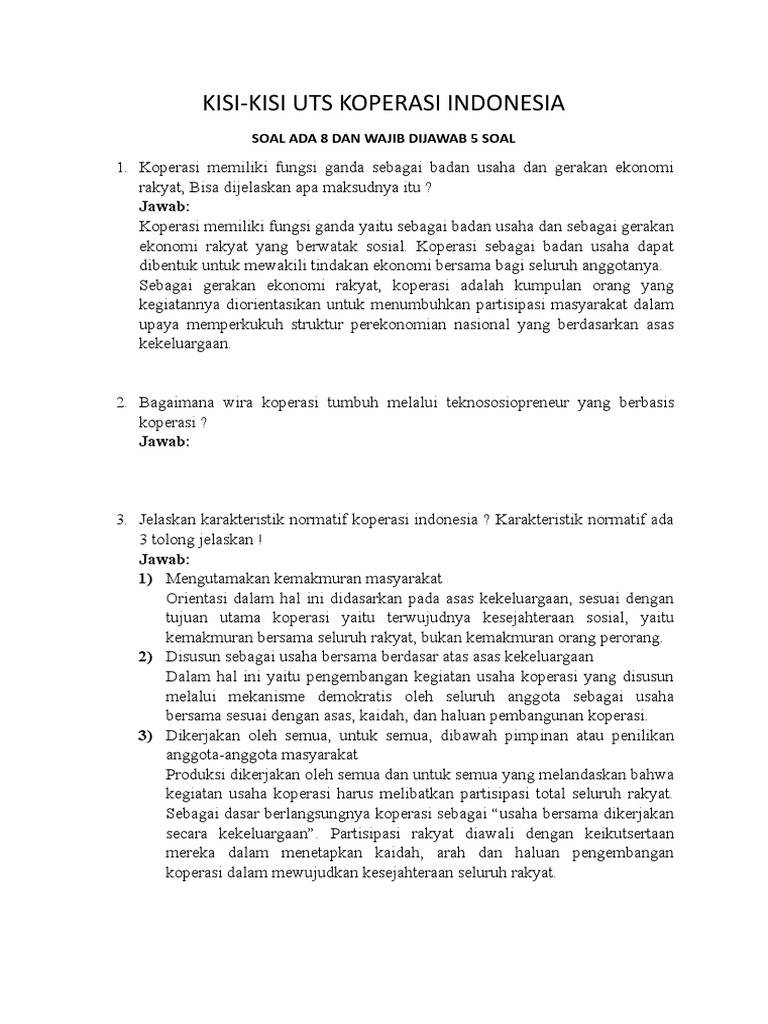 Kisi-Kisi Uts Kopin | PDF