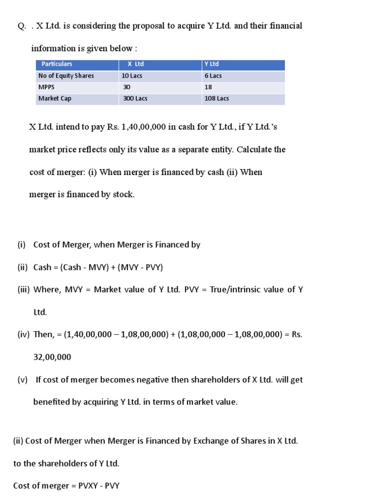 Mergers Practical Problems | PDF | Mergers And Acquisitions | Stocks