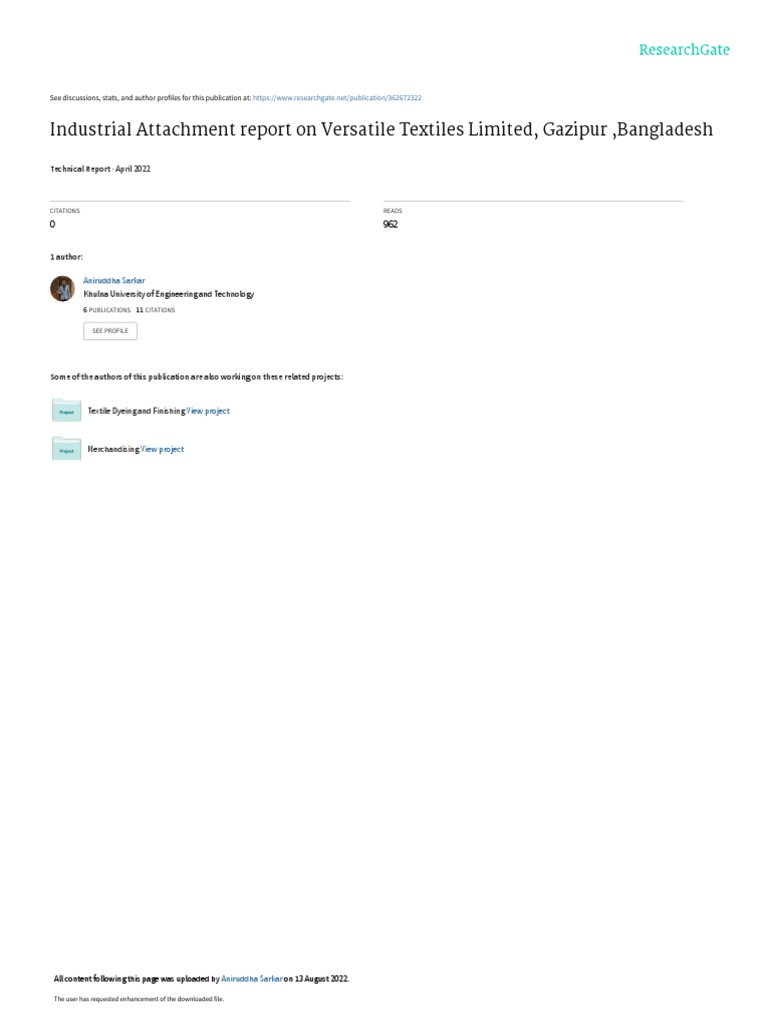 Industrial Attachment Report on Merchandising Operations at Versatile Textiles Limited | PDF ...