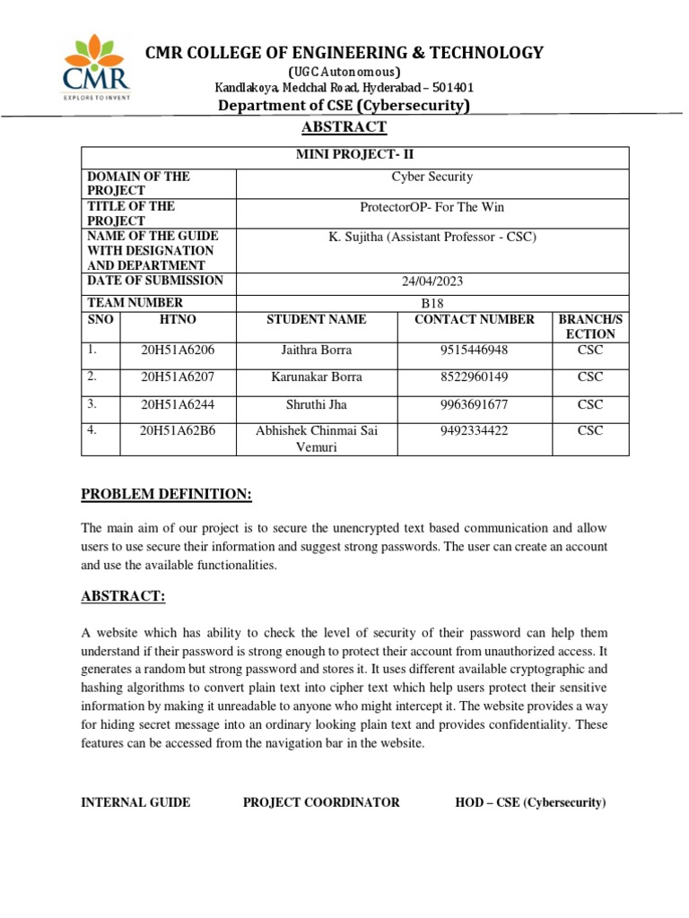 Mini Project-2 Abstract B18 | PDF