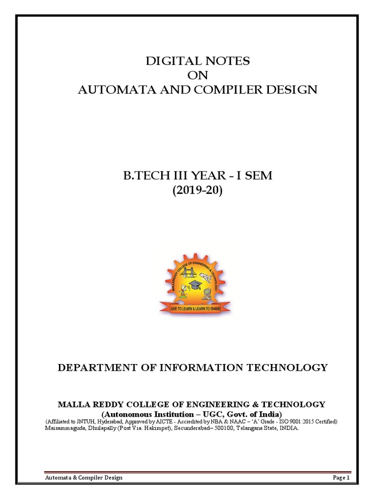 ACD Notes Full PDF | PDF | Parsing | Regular Expression