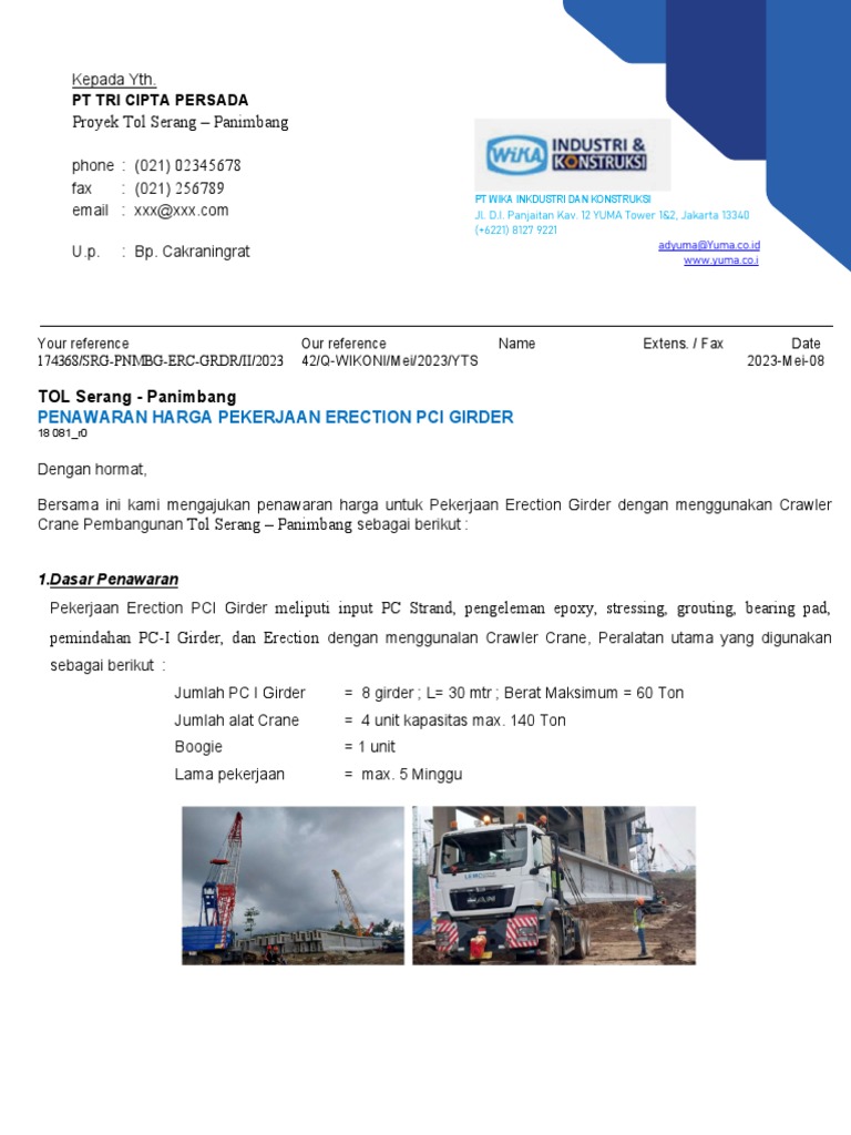 Penawaran Erection PDF | PDF
