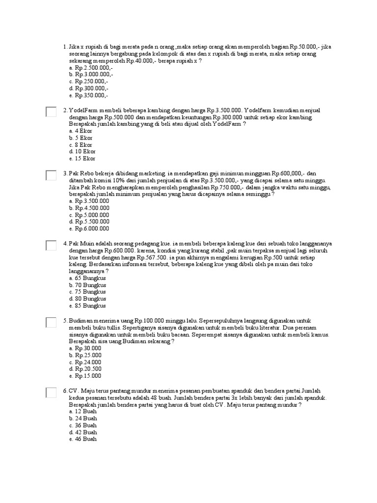 Soal Cerita Susah Fix | PDF