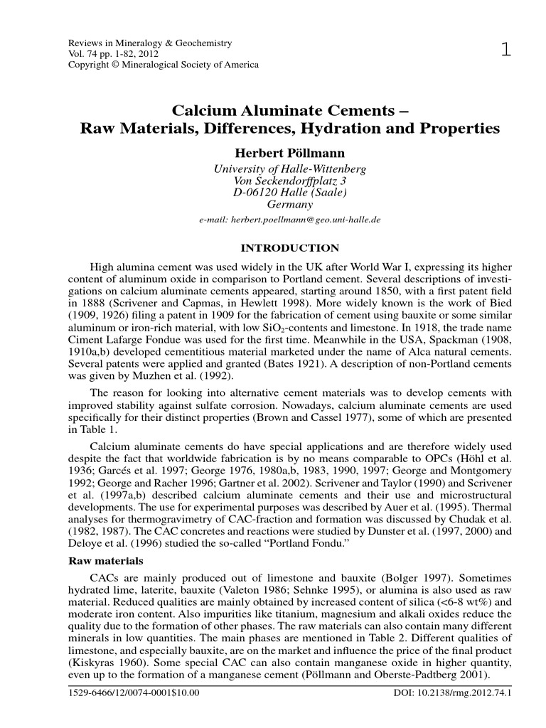 2 Calcium Aluminate Cements - Raw Materials, Diffferences, Hydration ...