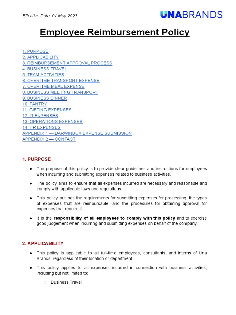 Employee Reimbursement Policy - vFINAL | Download Free PDF | Receipt ...