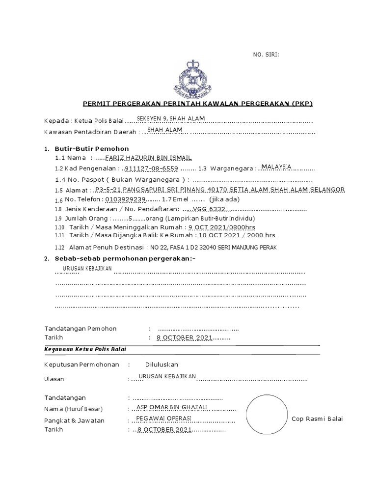 Permit PKP Shah Alam 2021 | PDF