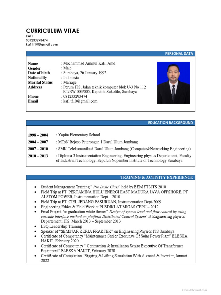 Curriculum Vitae: Name Gender Date of Birth Nationality Marital Status ...