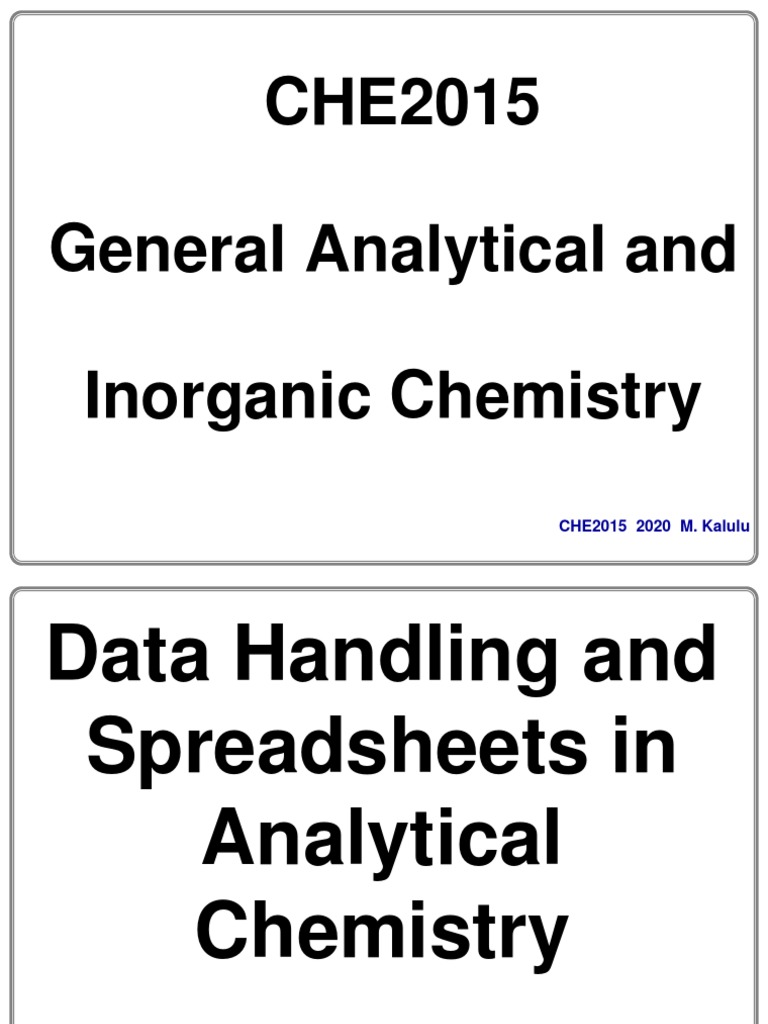 Data Handling and Spreadsheets in Analytical Chemistry | PDF