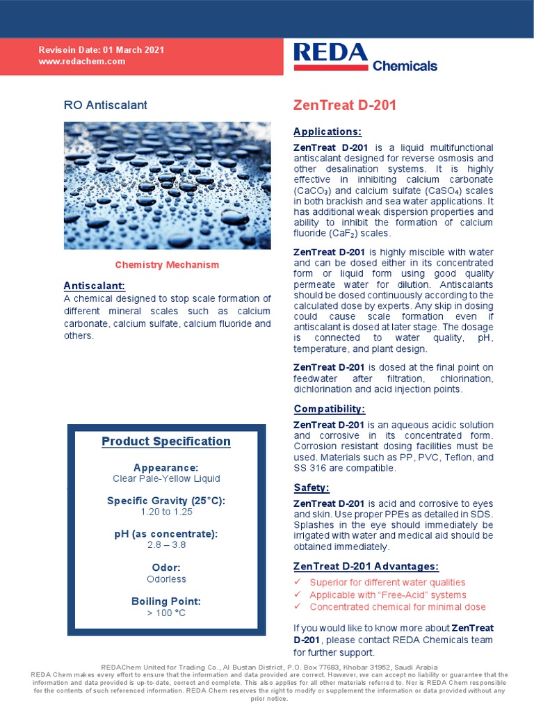 ZenTreat D 201 (TDS) | PDF | Water | Acid