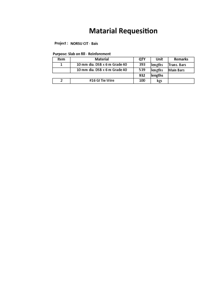 Material Request | PDF