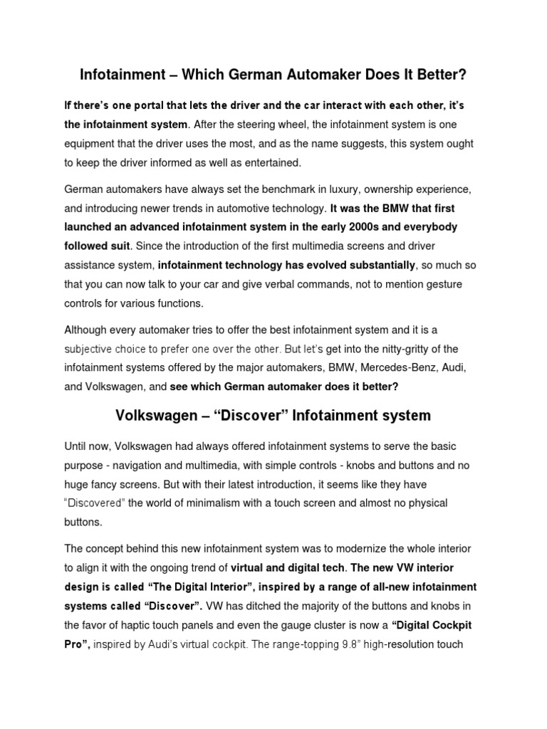 automotive infotainment systems | PDF | Motor Vehicle | Manufactured Goods