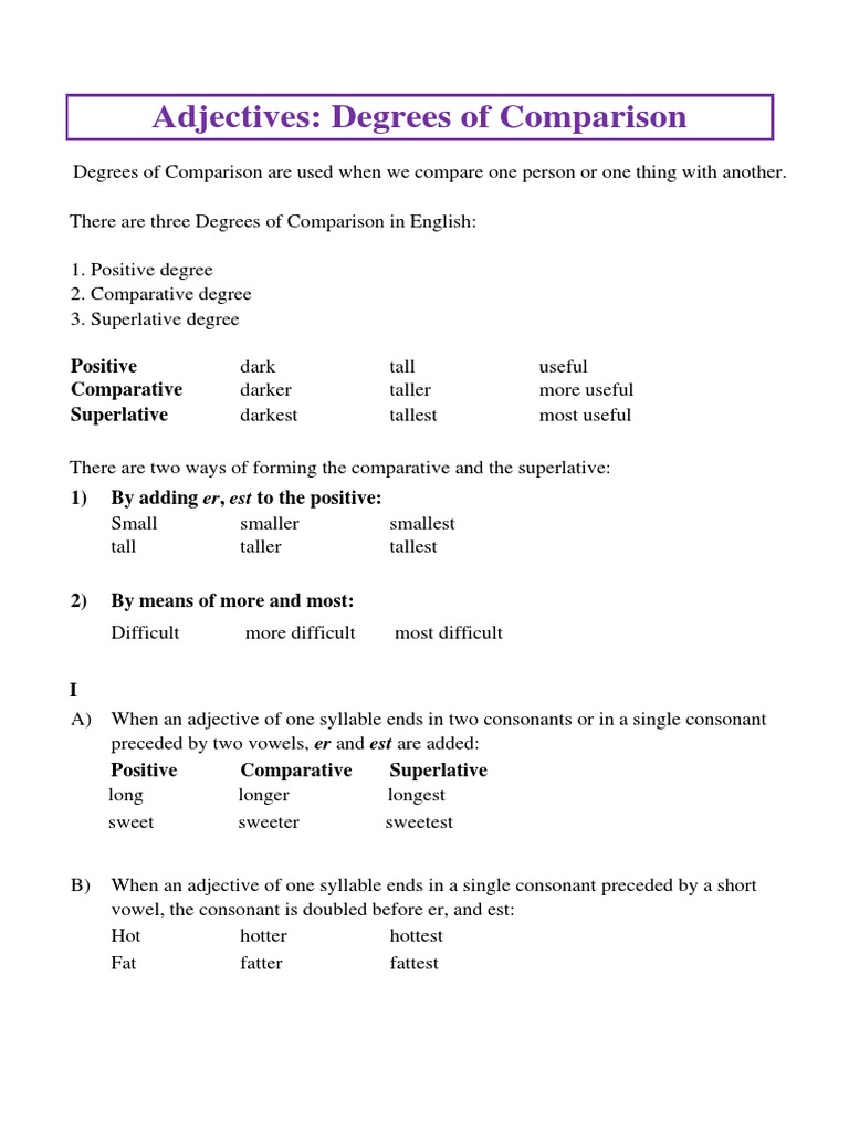 Understanding Degrees of Comparison | PDF | Linguistics | Phonetics