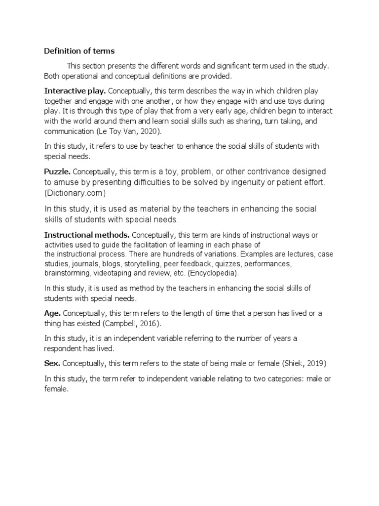 Definition of Terms | PDF