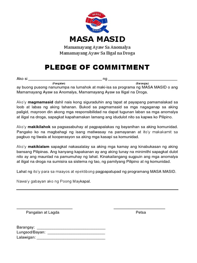 MASA MASID Pledge of Commitment | PDF