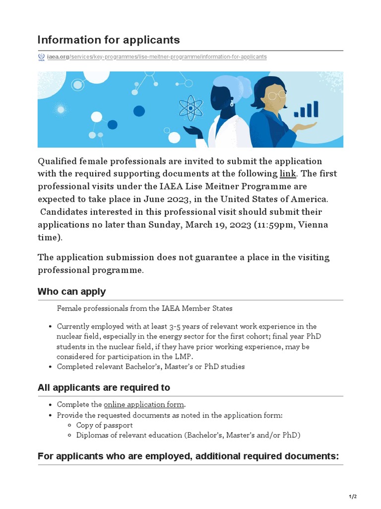 The IAEA Lise Meitner Programme (LMP) - Information For Applicants PDF ...