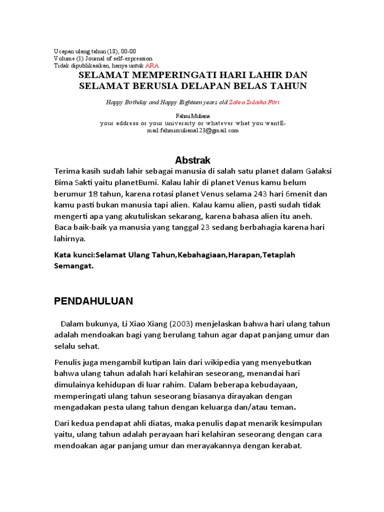 Jurnal Ulang Tahun | PDF