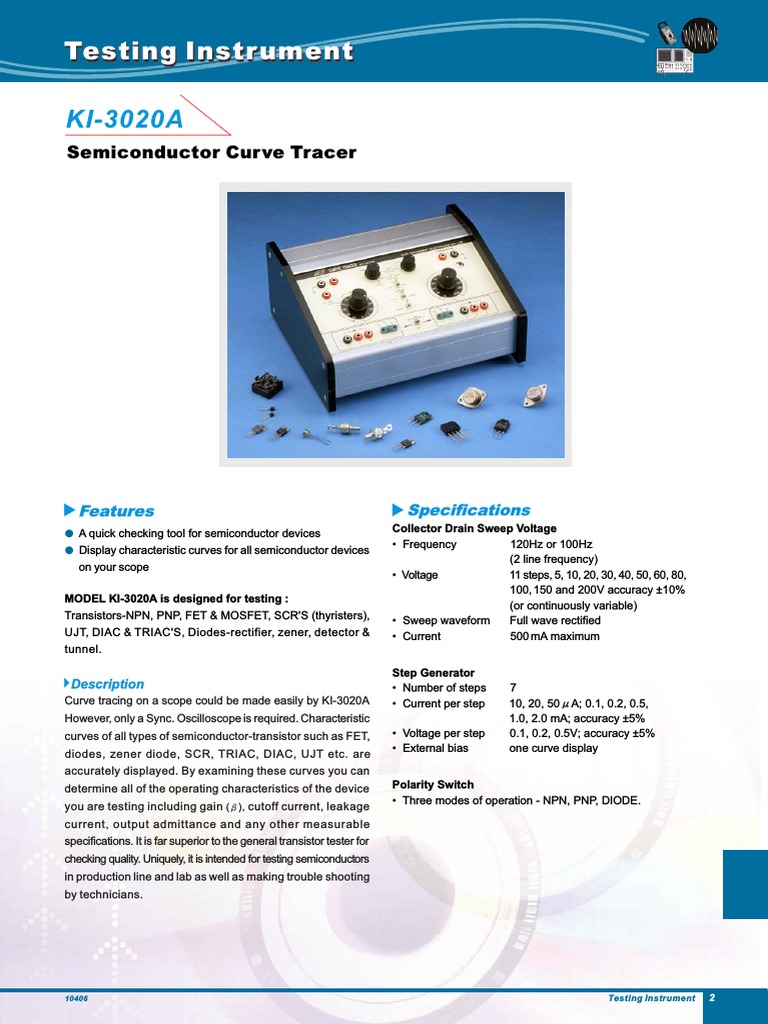 Testing Instr Ument: Semiconductor Curve Tracer | PDF | Bipolar ...