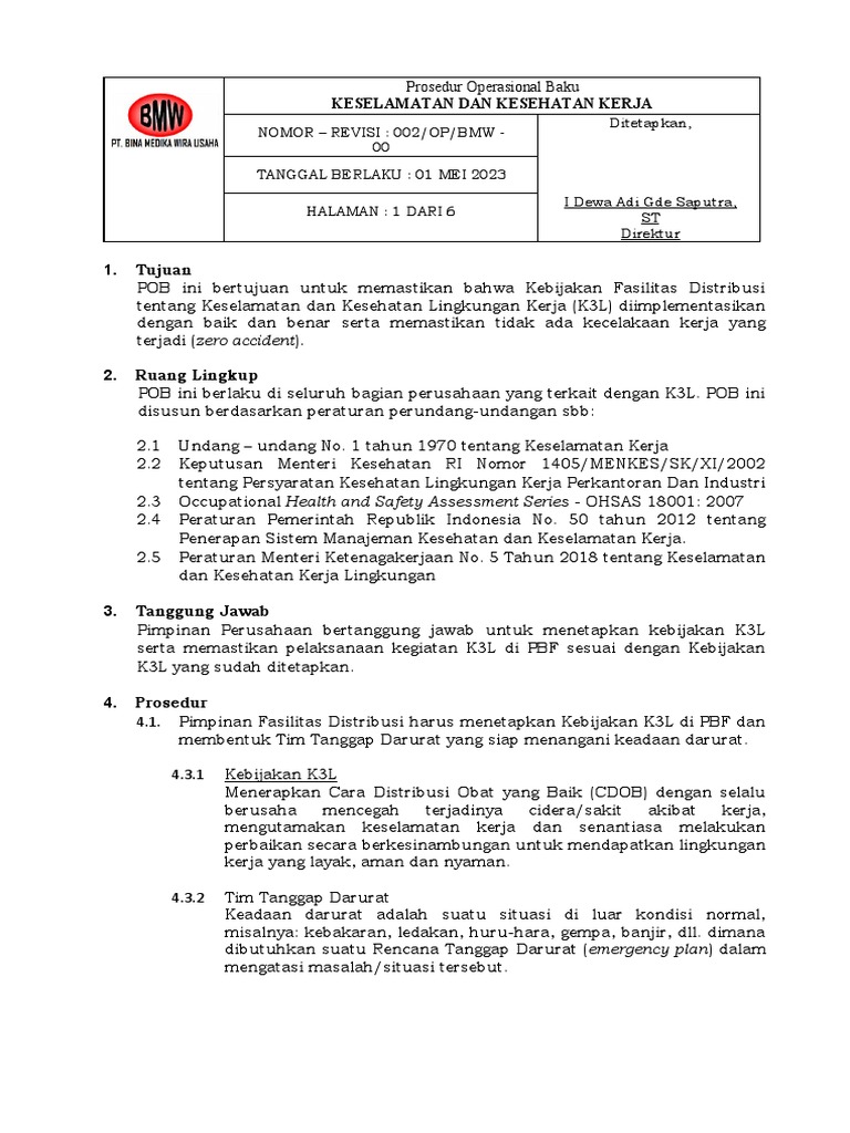 02. POB Keselamatan dan Kesehatan Kerja | PDF