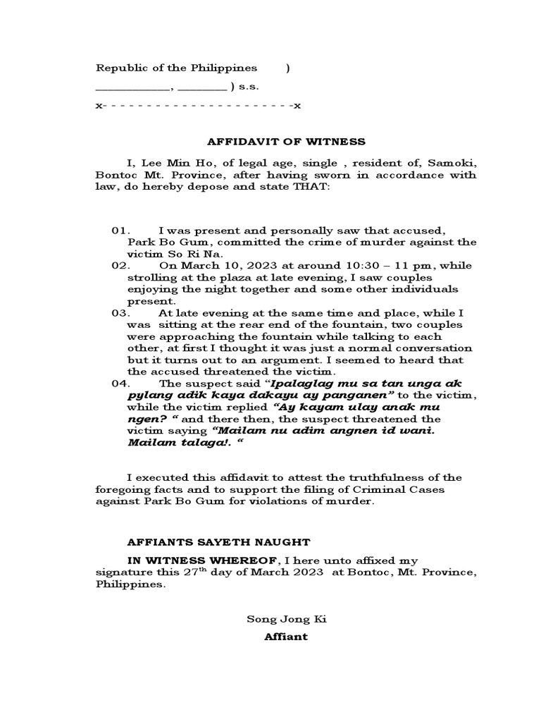 Affidavit of Witness | PDF