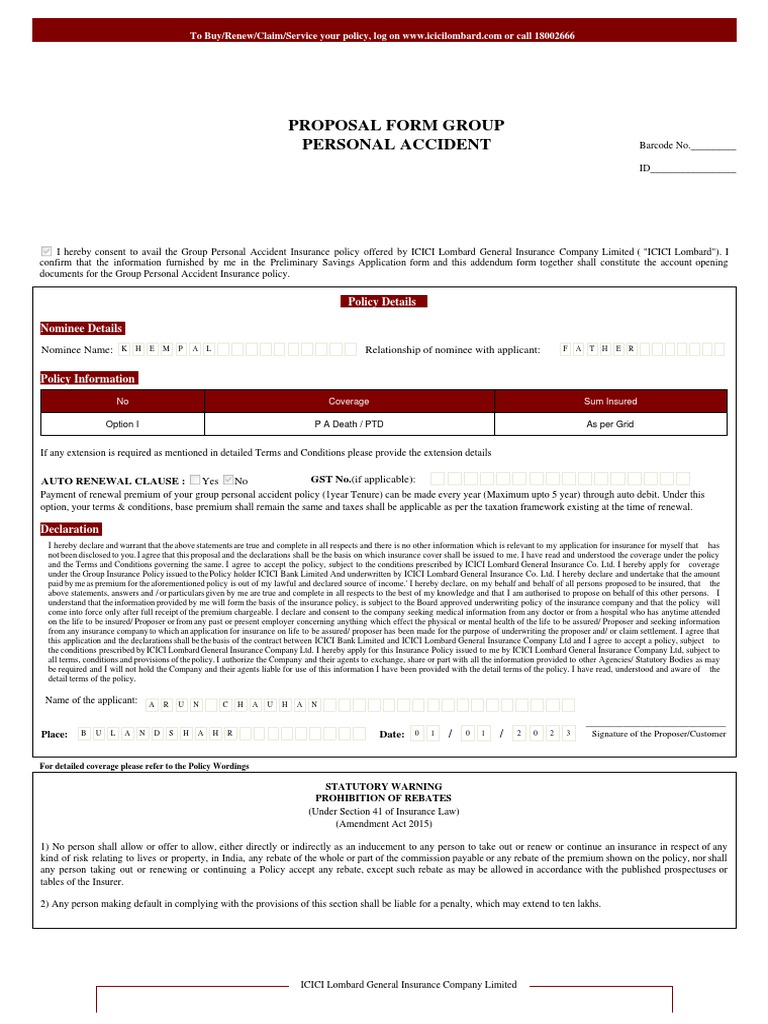 Insurance Form PDF | PDF | Insurance | Underwriting