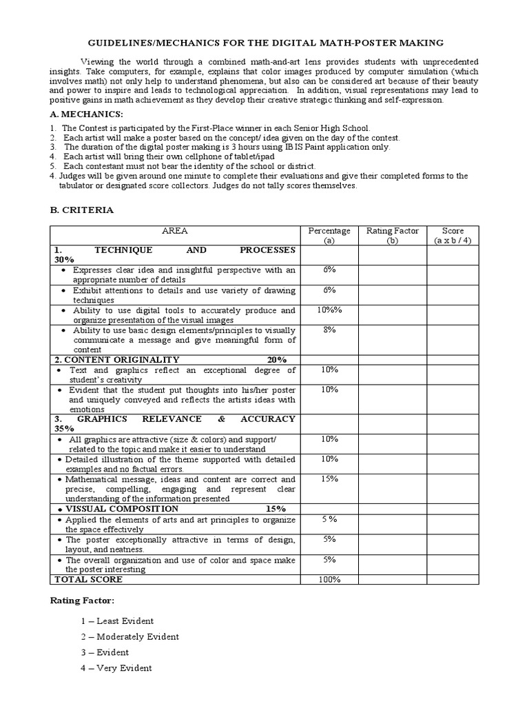 Digital Math-Poster Contest Guidelines | PDF | Graphics | Thought