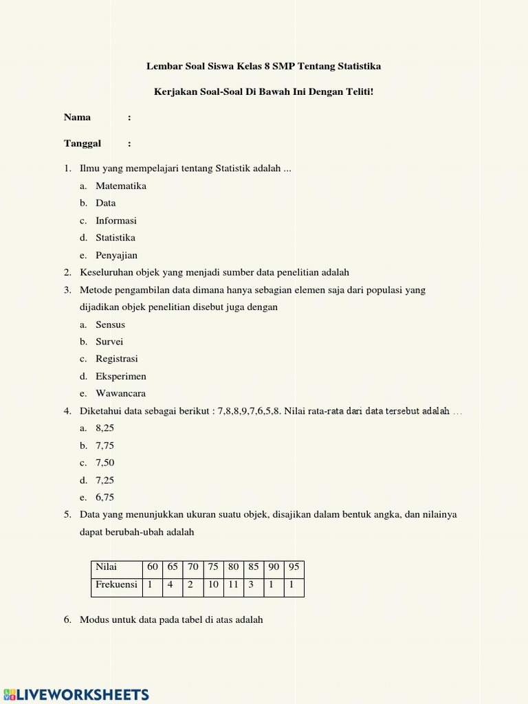 Soal Statistika Kelas 8 SMP | PDF