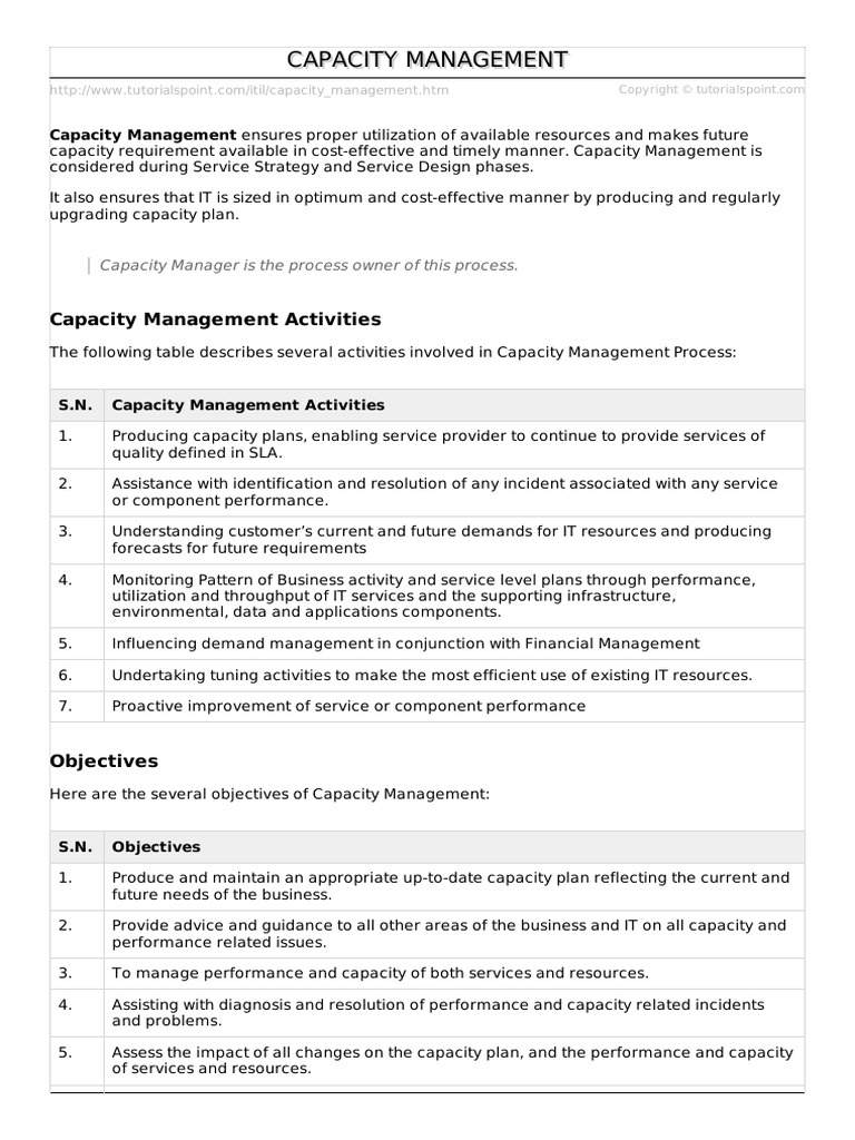 Capacity Management | PDF | Computing | Information Technology