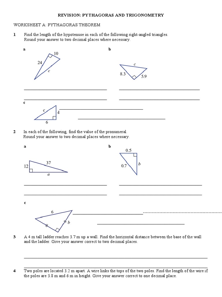 CHAPTER 3 Pythagoras and Trigonometry REVISION | PDF | Trigonometry ...