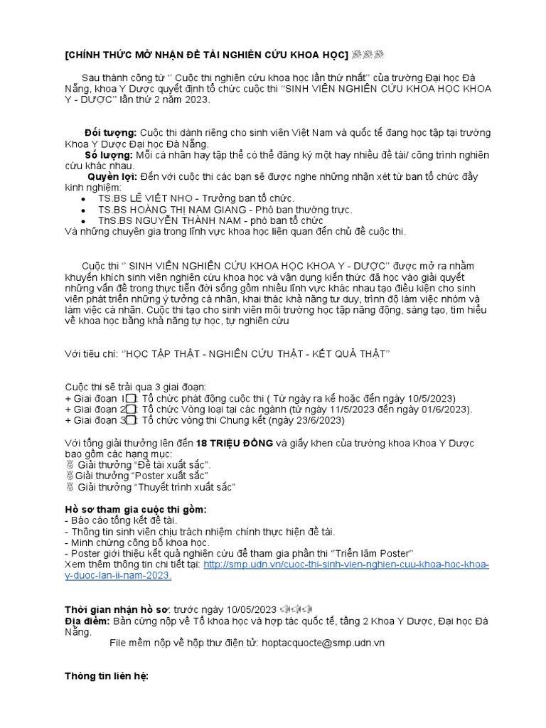 N I Dung Poster Cu C Thi NCKH | PDF