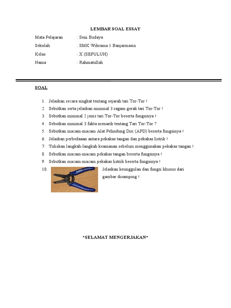 Lembar Soal Essay | PDF