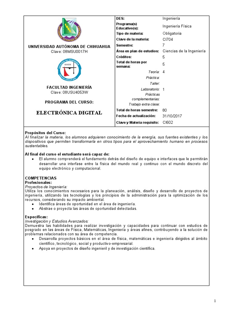 CI704 - Electrónica Digital | PDF | Ingeniería | Microcontrolador