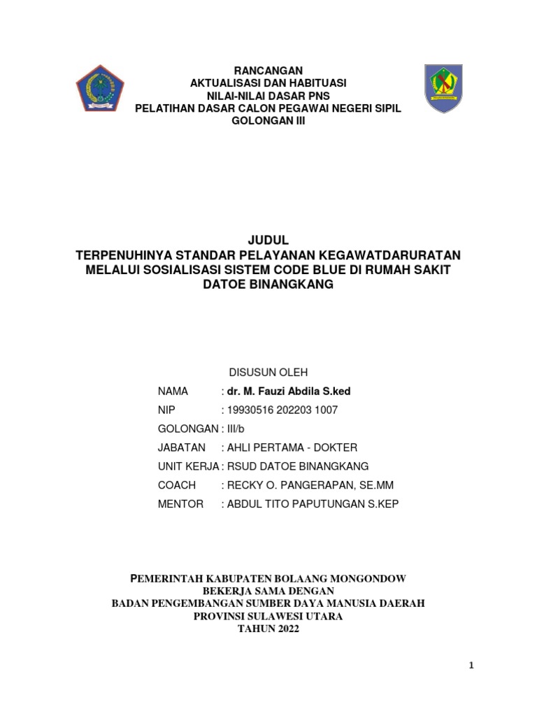 Contoh Rancangan Aktualisasi | PDF