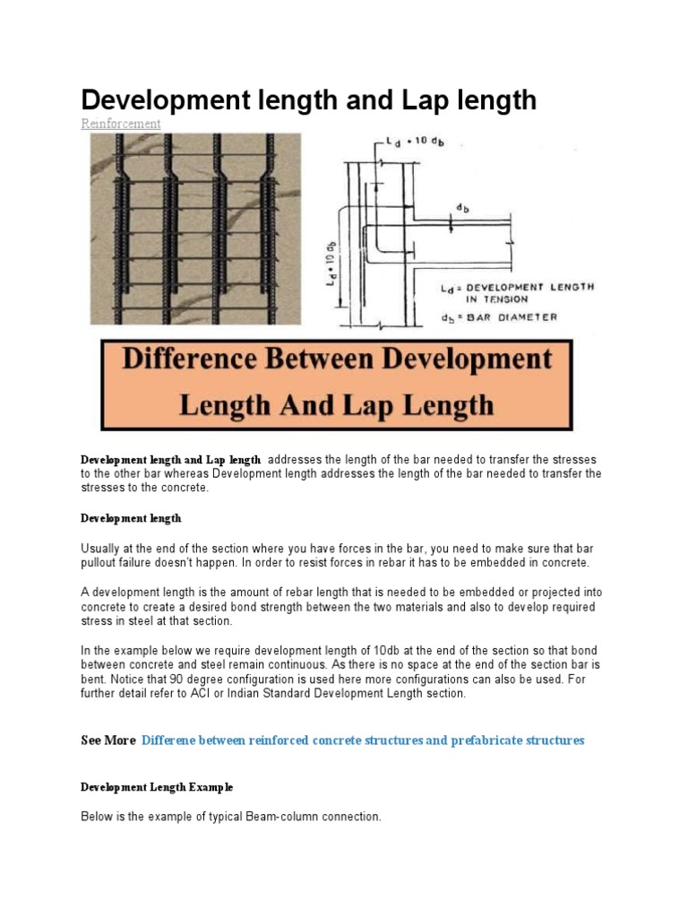 Development vs. Lap Length in Rebar | PDF | Concrete | Reinforced Concrete
