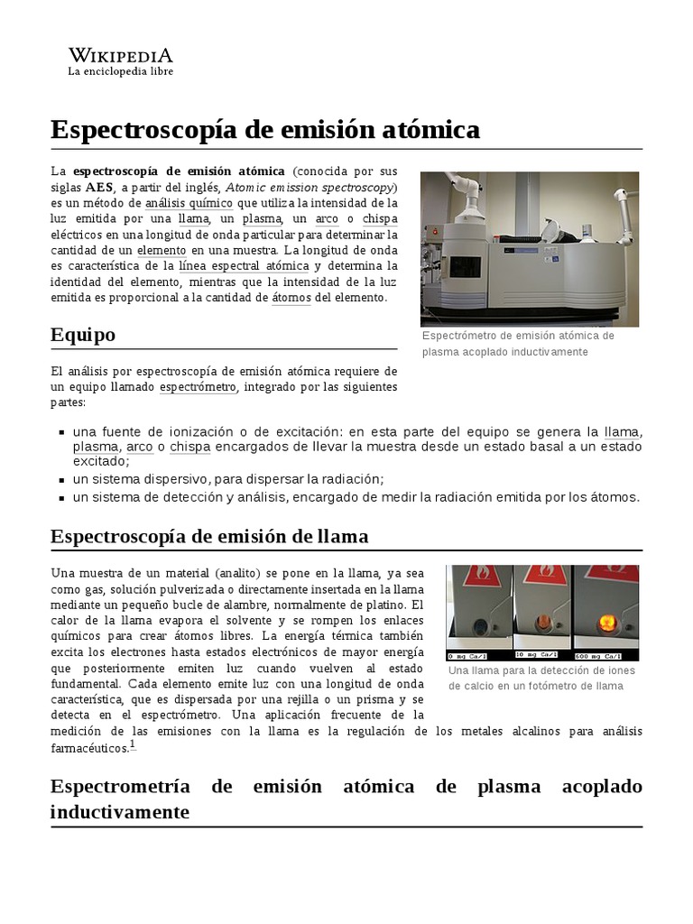 Espectroscopía de Emisión Atómica | PDF | Física Aplicada e ...