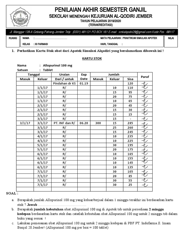 Kartu Stok Dan Pemesanan Obat Pdf