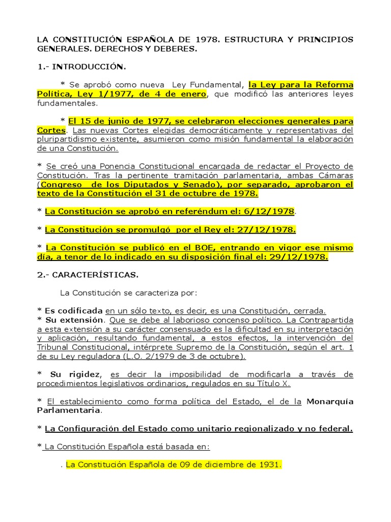 Tema 1 La Constitucion Pdf Constitución Cortes Generales