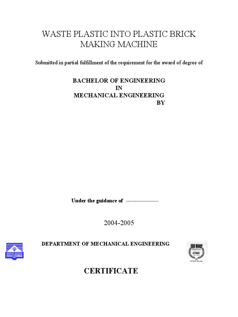 Waste Plastic Brick Making Machine | PDF